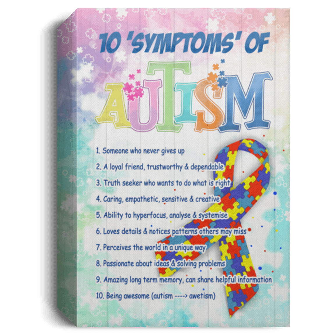 Autism Awareness Poster | 10 Symptoms of Autism Someone Never Gives Up ...