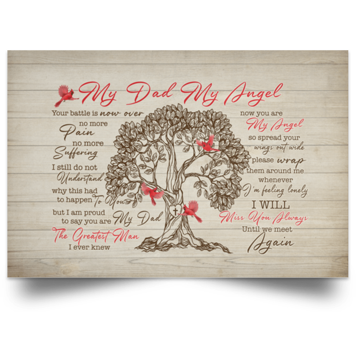 Dad In Heaven Cardinal Wall Art | My Dad My Angel Your Battle Is Now ...