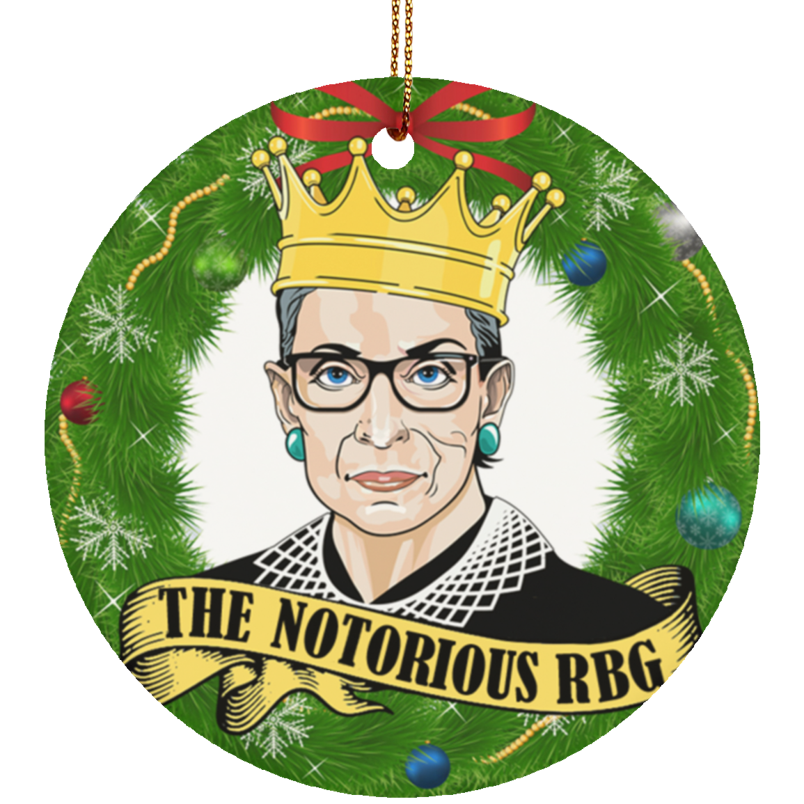 Rbg Christmas Ornament | The Notorious RBG Christmas Ornament Green ...