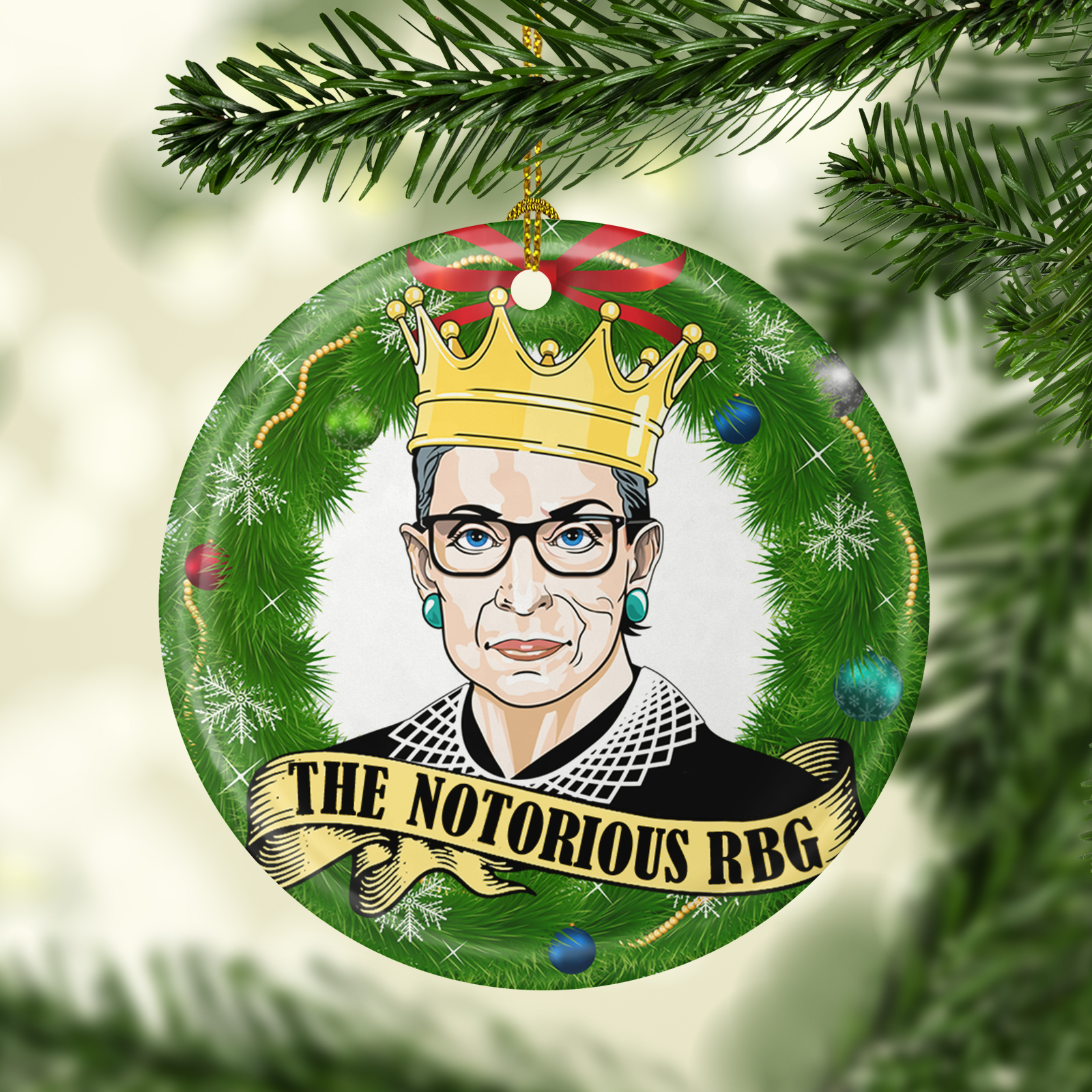 Rbg Christmas Ornament | The Notorious RBG Christmas Ornament Green ...