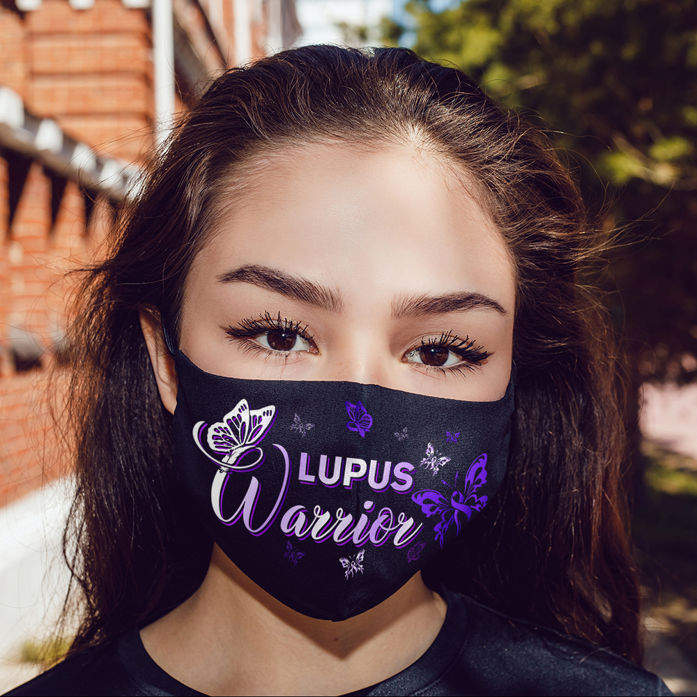 Lupus Warrior Mask | Lupus Warrior Lupus Awareness Purple Ribbon Face ...