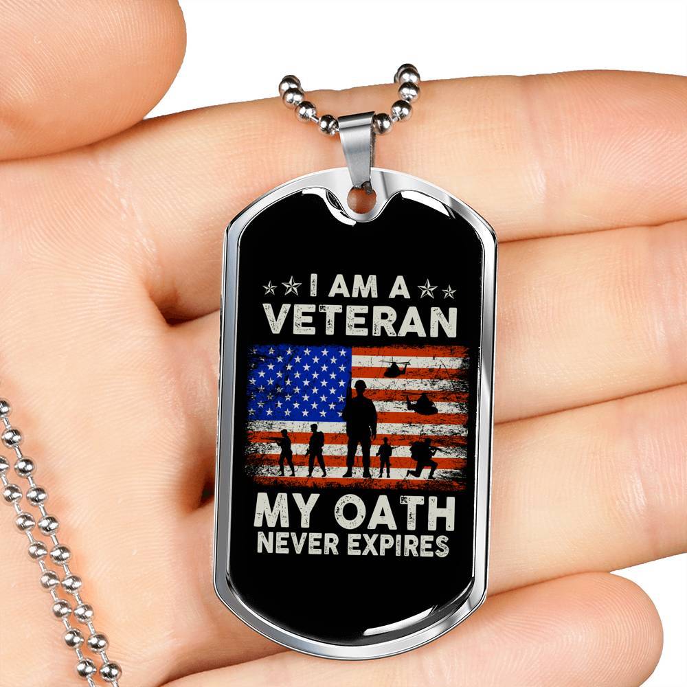 Veteran Dog Tag | I Am A Veteran My Oath Never Expires Dog Tag Pendant ...