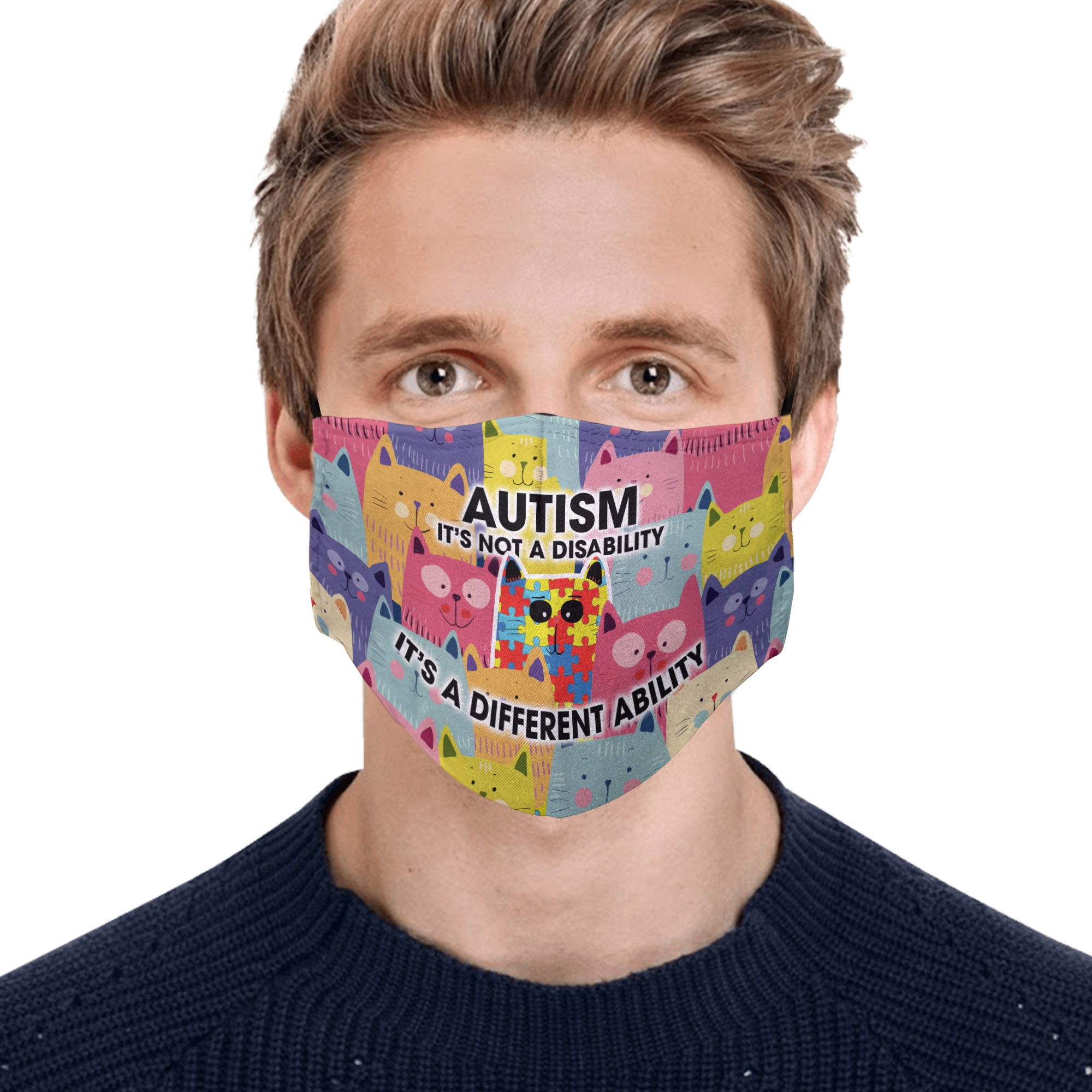 Cat Autism Face Mask | Autism It's Not Disability It's A Different ...