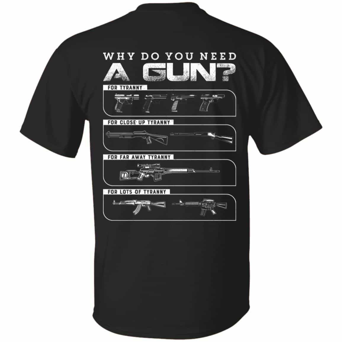 Funny Gun T Shirts | Why Do You Need A Gun For Close Up Tyranny Back T ...