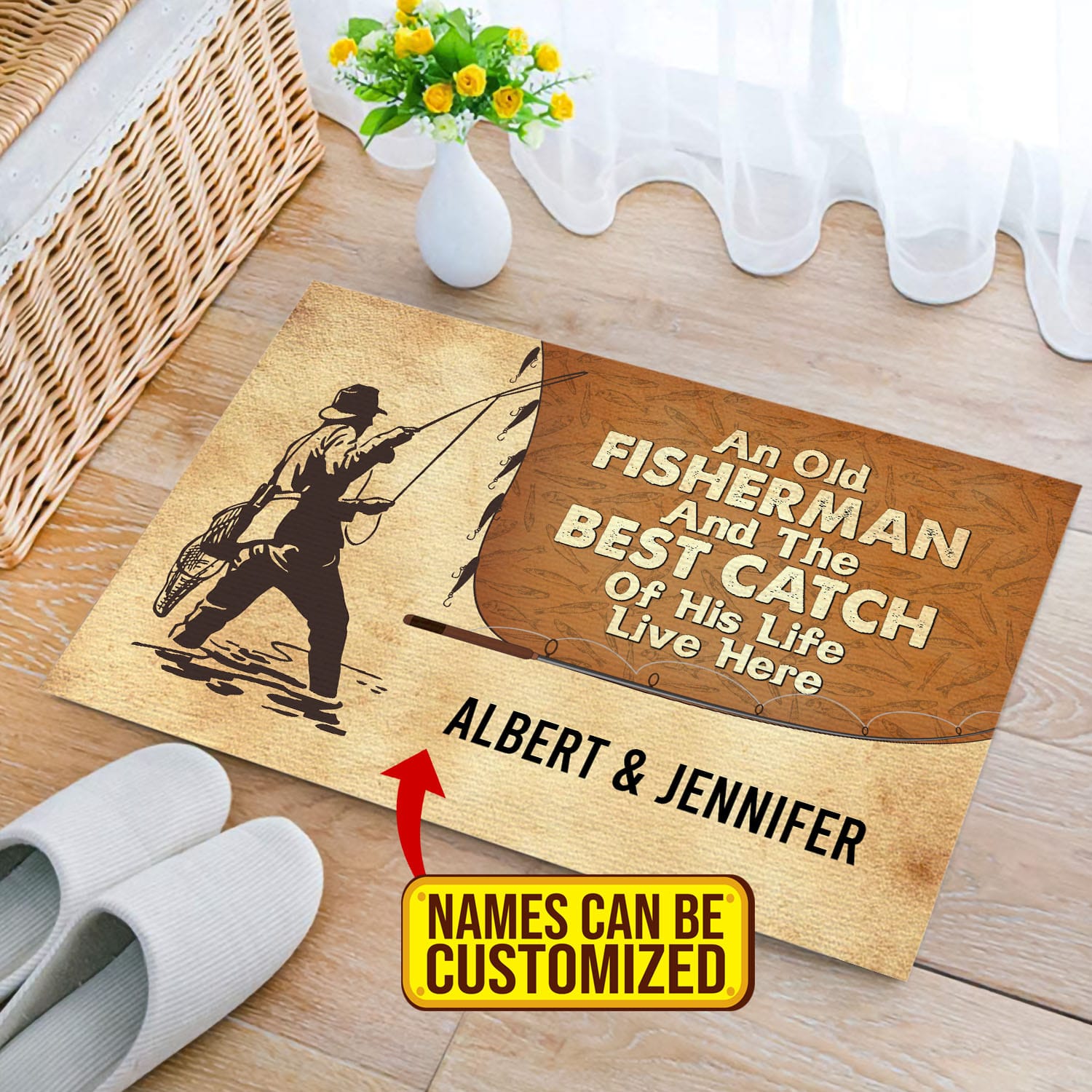 Fishing Doormat | Personalized An Old Fisherman And The Best Catch Of ...