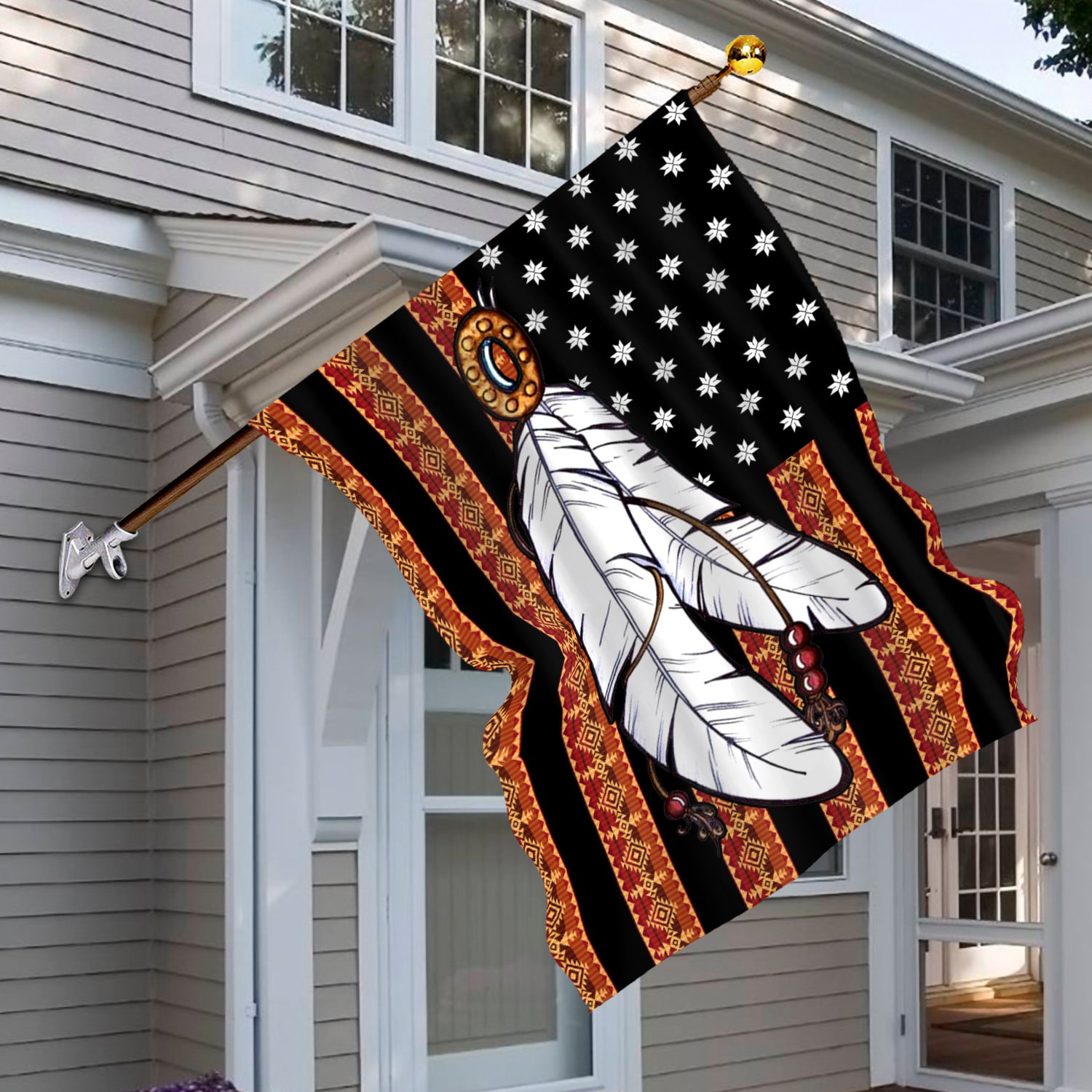 Native American Indian Flag | Native American Feather Outdoor House ...