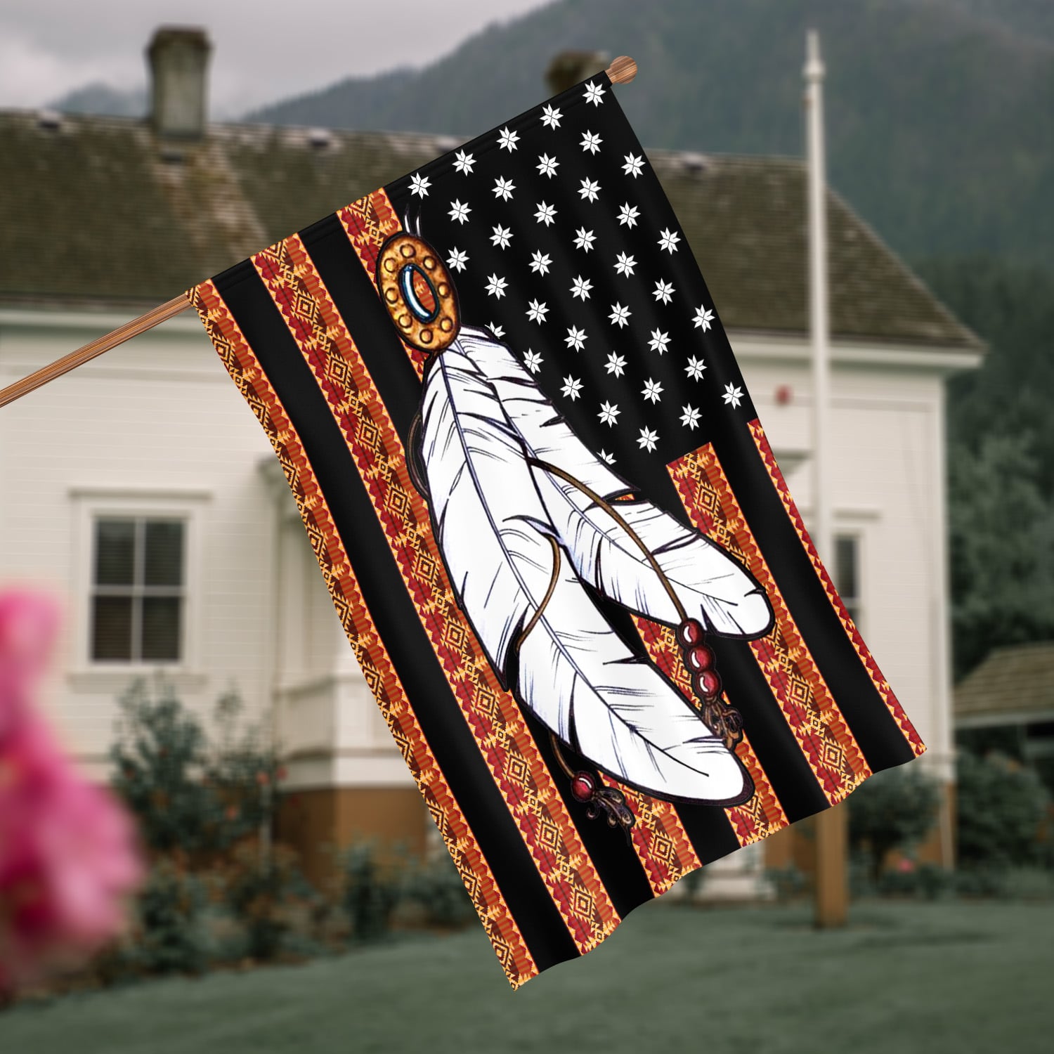 Native American Indian Flag | Native American Feather Outdoor House ...