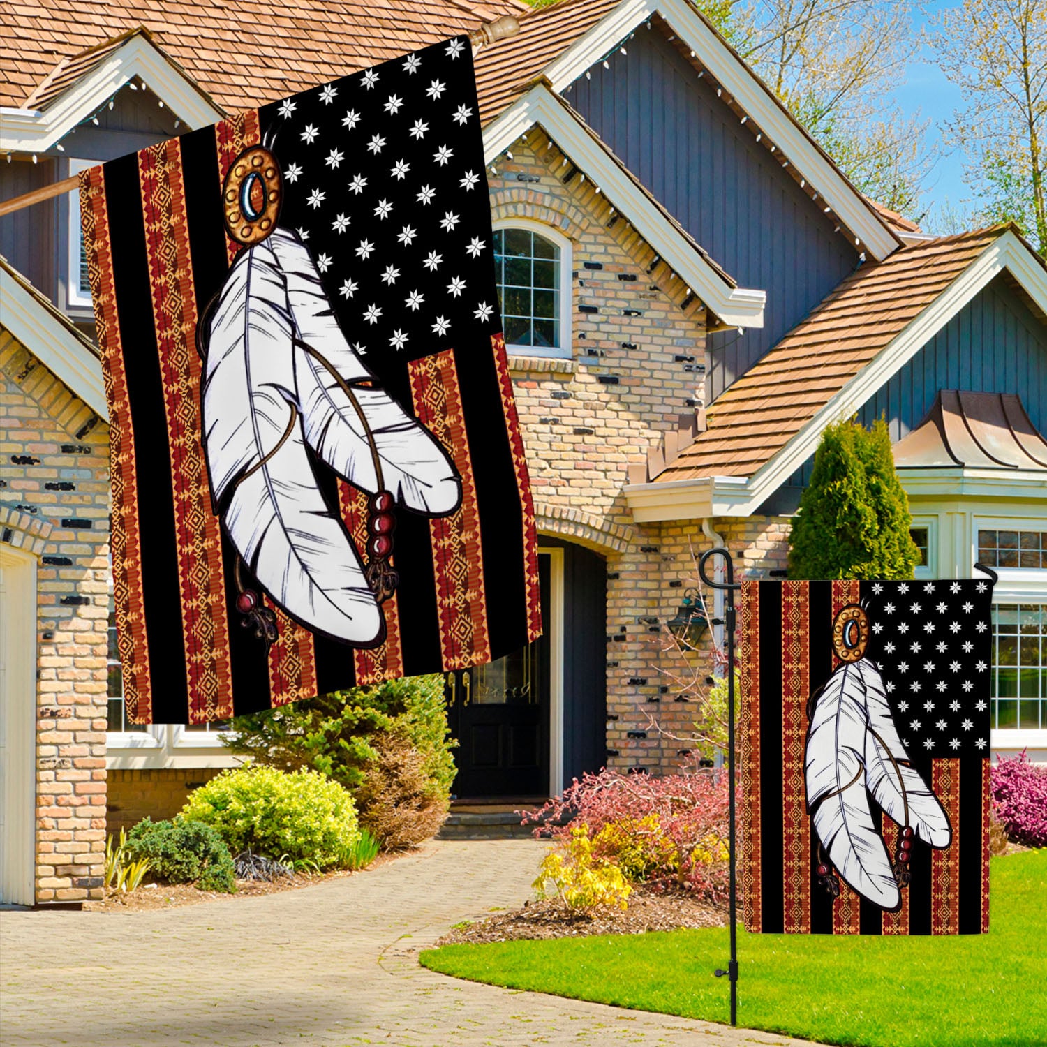 Native American Indian Flag | Native American Feather Outdoor House ...