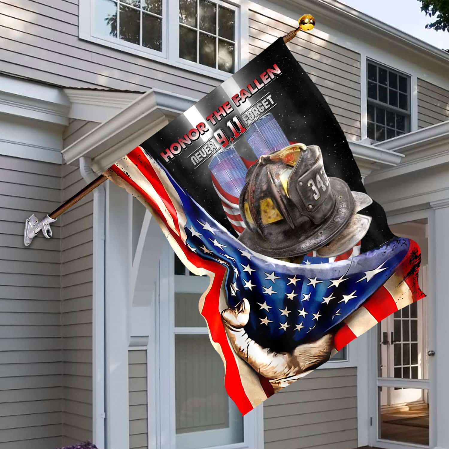 343 Firefighter Honor the Fallen Never Forget 911 Flag - 9/11 Memorial ...