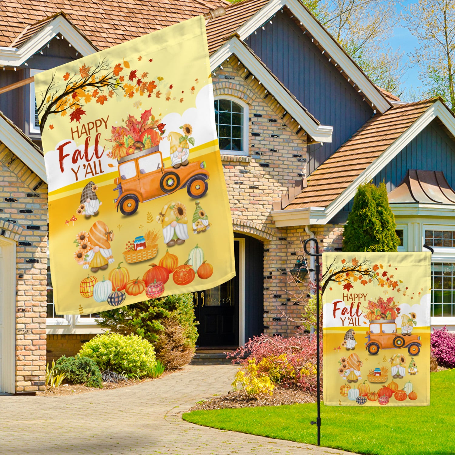 Happy Fall Y'all Garden Flag - House Flag - Wall Flag - Welcome Fall ...
