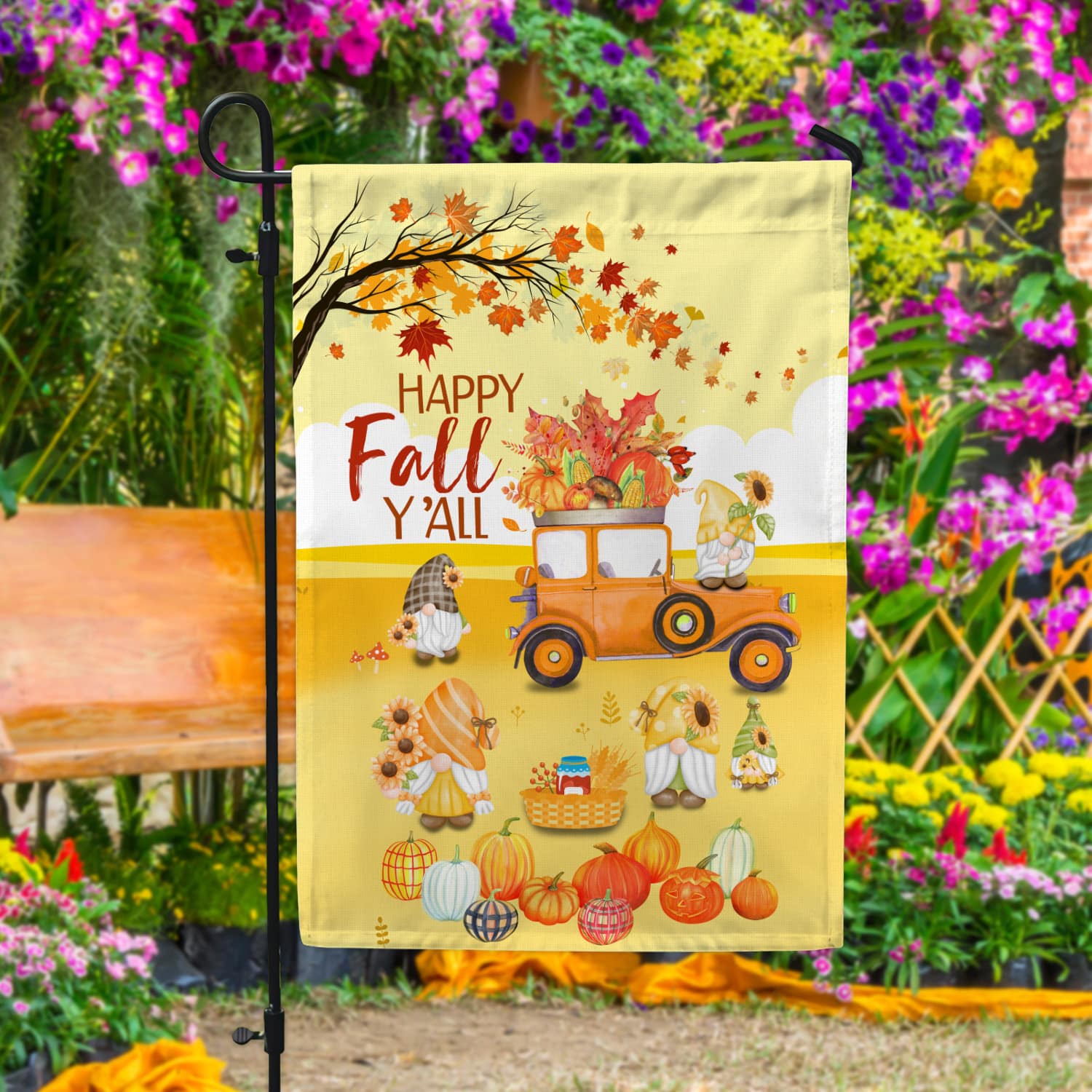 Happy Fall Y'all Garden Flag - House Flag - Wall Flag - Welcome Fall ...