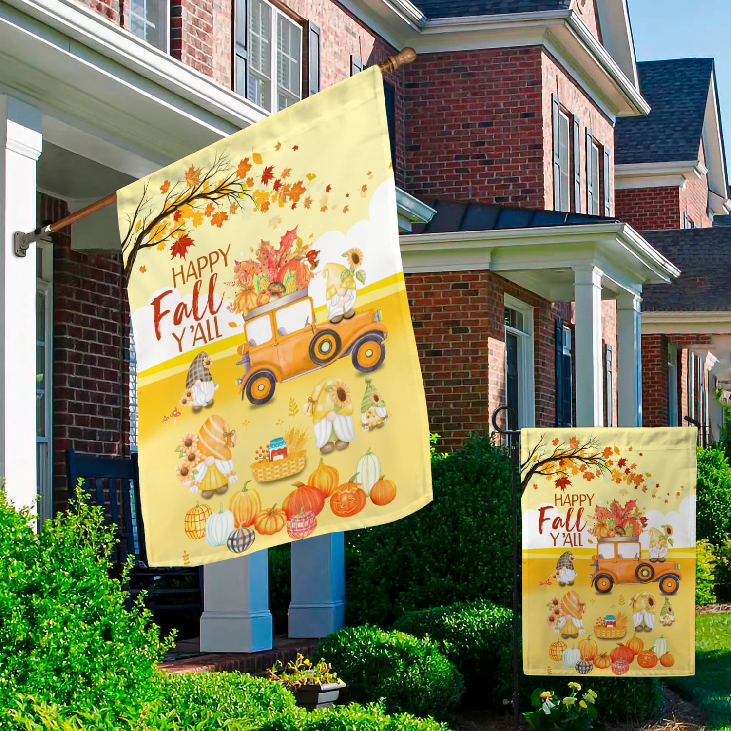 Happy Fall Y'all Garden Flag - House Flag - Wall Flag - Welcome Fall ...