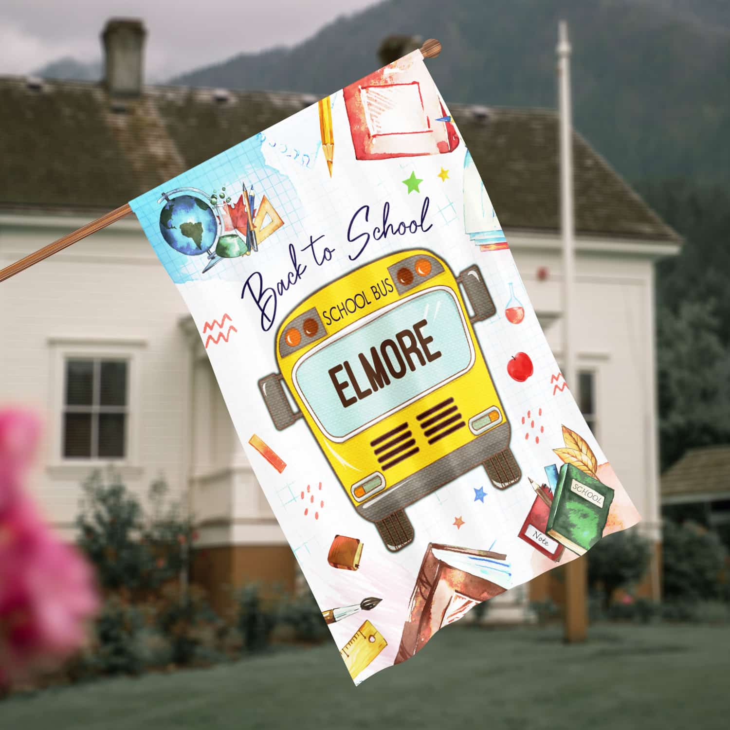 Personalized School Bus Welcome Back To School Garden Flag - House Flag ...