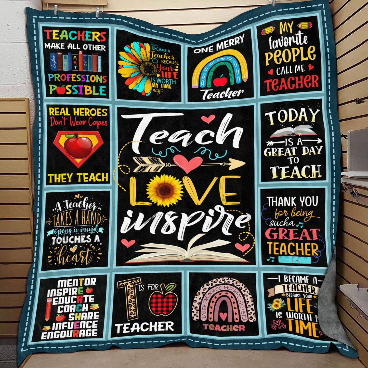 Teach Love Inspire Teacher Appreciation Fleece Blanket - Sherpa Blanket ...