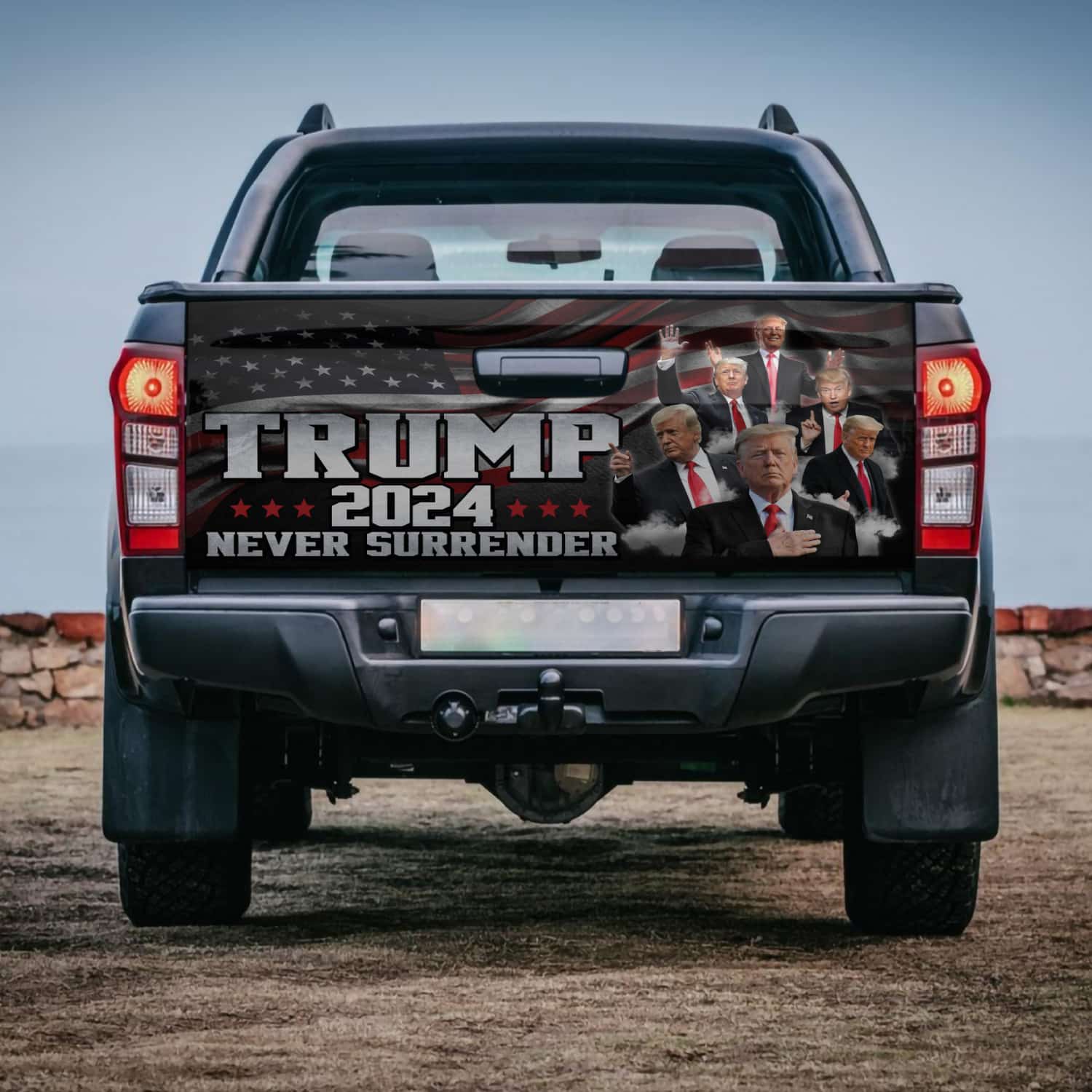 Trump 2024 Never Surrender Truck Tailgate Decal Sticker Wrap - Vinyl ...