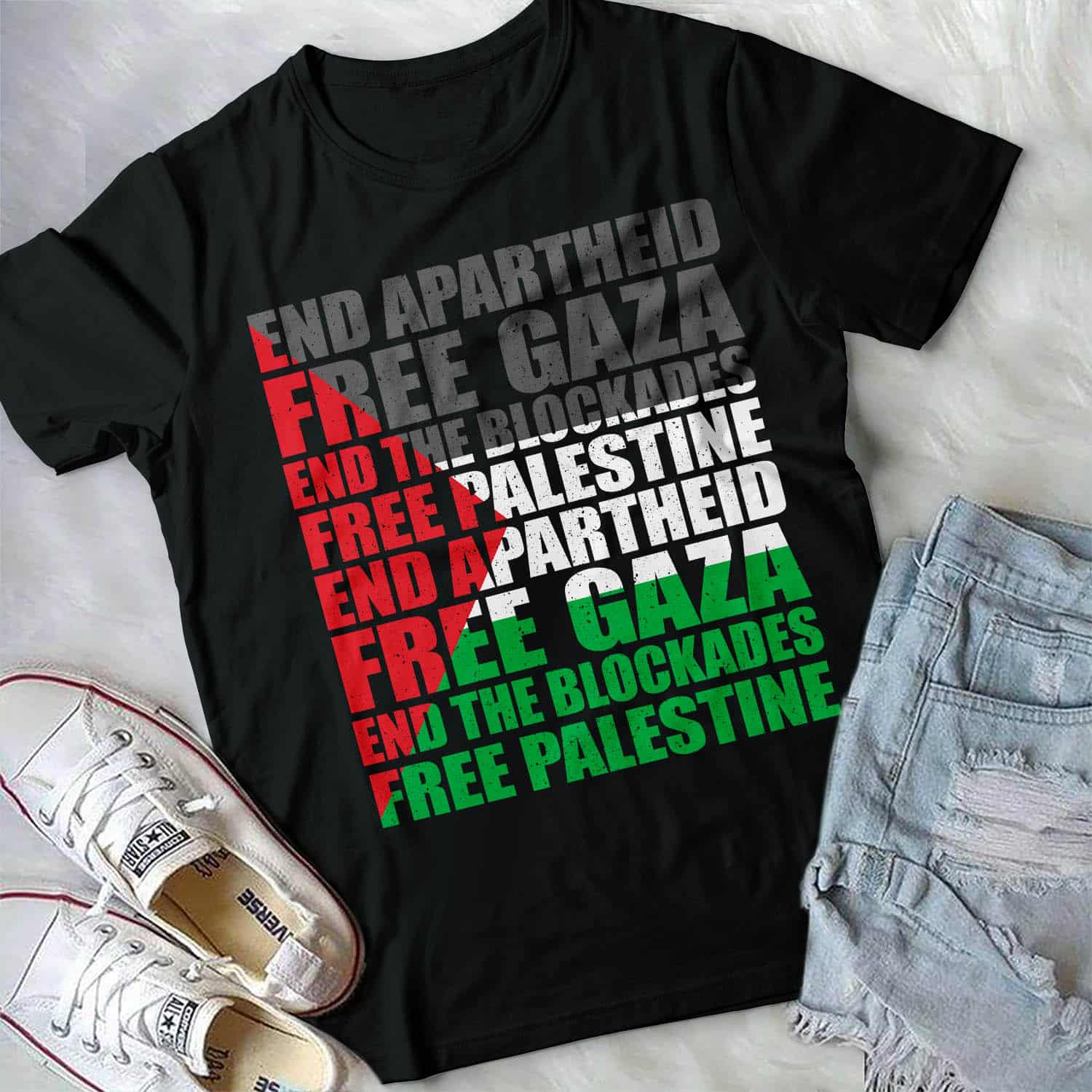 Free Palestine Arabic Palestine Gaza Jerusalem Support Flag T-Shirt ...